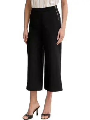 MORGAN Cropped Wide-leg Trousers - Black