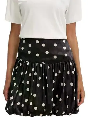 MORGAN Polka-dot Bubble Hem Mini Skirt - Black