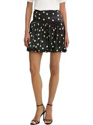 MORGAN Polka-dot Bubble Hem Mini Skirt - Black