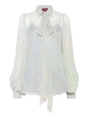 Gucci GUCCI Printed Silk Shirt Grey