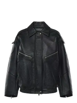 THE FRANKIE SHOP Hudson Faux-leather Zip-up Jacket - Black