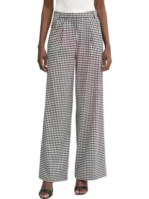 MORGAN Morgan Gingham-Check Wide-Leg Trousers