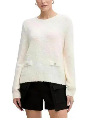 MORGAN Embellished Bouclé-knit Sweater - Neutrals