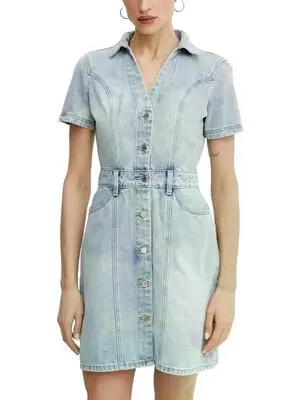 MORGAN Morgan Rogla Button-Up Short-Sleeve Mini Dress