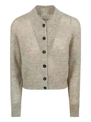 Brunello Cucinelli Open-knit Cardigan With Sequin Embellishment - Neutrals