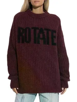 ROTATE BY BIRGER CHRISTENSEN Logo Intarsia Chunky Knit Sweater - Red