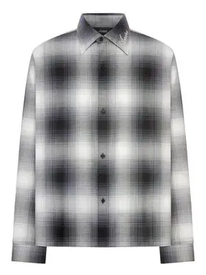 Amiri Logo-embroidered Check Shirt - Grey