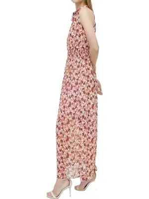 MORGAN Abstract Print Smocked Waist Maxi Dress - Red