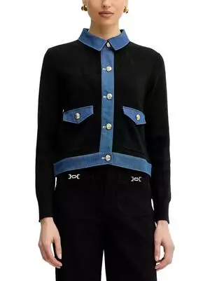 MORGAN Denim Trim Button-Up Cardigan