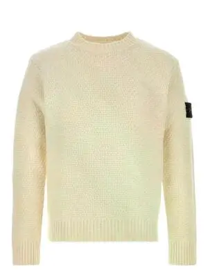 Stone Island Waffle Knit Logo Patch Sweater - Neutrals