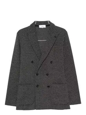 LARDINI Chevron Double-breasted Jacket - Grey