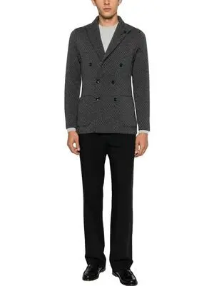 LARDINI Chevron Double-breasted Jacket - Grey