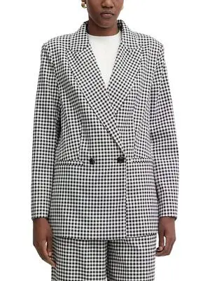 MORGAN Gingham Double-breasted Blazer - Black