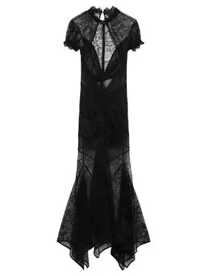 Attico Lace-panelled Open-back Midi Dress - Black