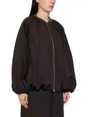Imperial Zip-up Puffed-sleeve Jacket - Brown