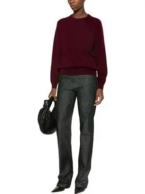 ALLUDE Crew Neck Long Sleeve Sweater - Red