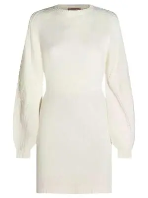 TWINSET Embroidered Balloon Sleeve Mini Dress - Neutrals