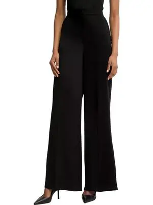 MORGAN Elasticated Waist Wide-leg Trousers - Black