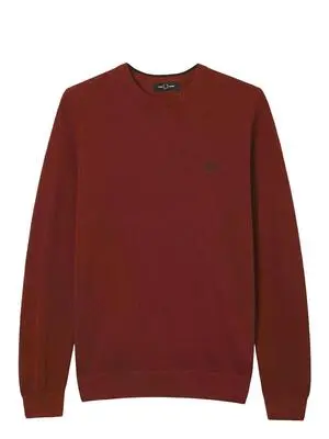 Fred Perry Textured Knit Crew Neck Sweater - Red