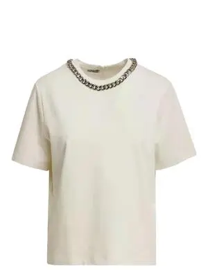 Essentiel Antwerp Chain-embellished Crewneck T-shirt - Neutrals