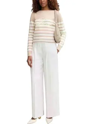 MORGAN Striped Button-detail Sweater - Neutrals