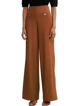 MORGAN Button-detail Wide-leg Trousers - Brown
