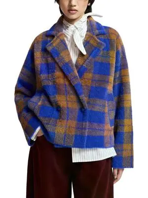Essentiel Antwerp Karreau Checked Double-breasted Cardigan - Blue