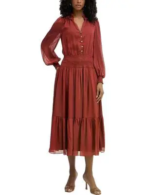 MORGAN Morgan Ruffled Tiered Midi Dress