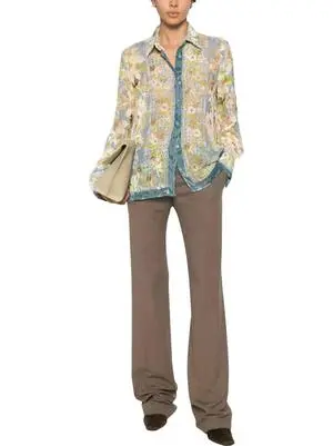 Ermanno Scervino Silk Floral Print Shirt - Blue