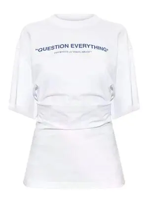 OFF-WHITE Off-White Slogan Print Ruched Waist T-Shirt