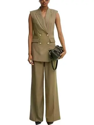 MORGAN Pleated Wide-leg Trousers - Green