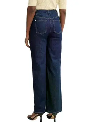 MORGAN Contrast Stitch Wide-leg Jeans - Blue