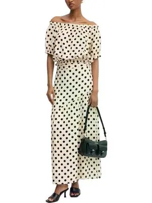 MORGAN Polka-dot Tiered Skirt - Neutrals