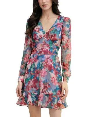 MORGAN Floral Ruffled Mini Dress - Blue