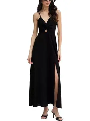 MORGAN Twist Detail Maxi Dress - Black