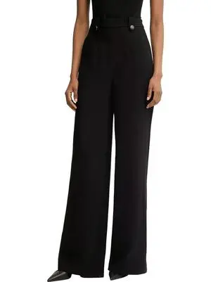 MORGAN Button-detail Wide-leg Trousers - Black