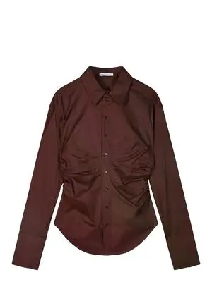 Patrizia Pepe Ruched Long-sleeve Shirt - Brown