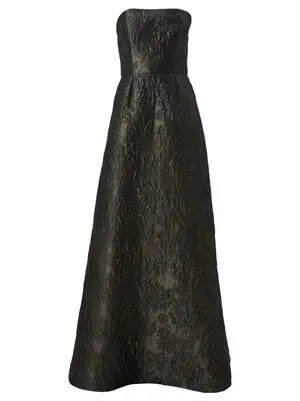 Carolina Herrera Floral Jacquard Strapless Maxi Dress - Green