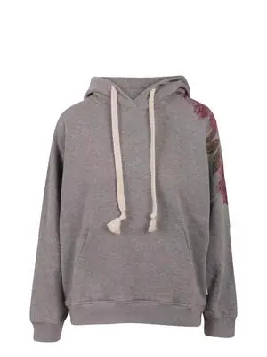NOUMENO CONCEPT Floral-print Logo-print Hoodie - Grey