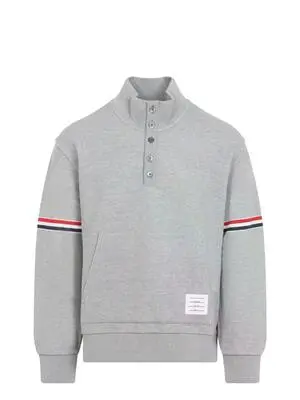 Thom Browne Rwb-stripe Sweatshirt - Grey