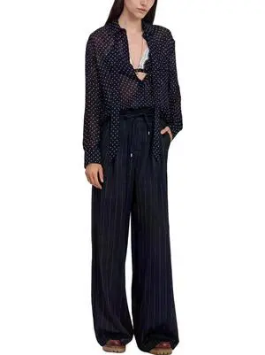 Ermanno Scervino Polka-dot Lace-trim Georgette Shirt - Blue