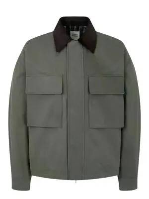 STUDIO TOMBOY Corduroy-collar Flap-pocket Shirt Jacket - Grey