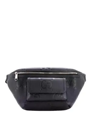Gucci Jumbo Gg Embossed Leather Belt Bag - Black