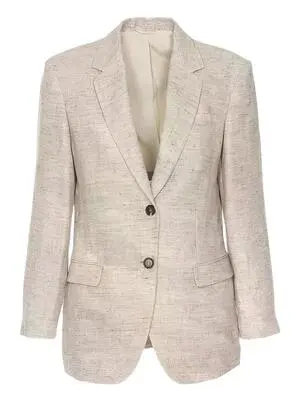 Brunello Cucinelli Linen Tailored Blazer - Brown
