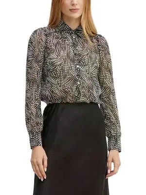 MORGAN Morgan Polka-Dot Sheer Button-Up Shirt