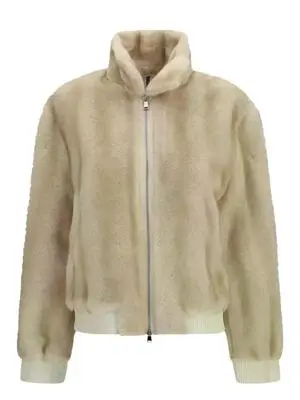SWORD 6644 Faux Fur Cropped Jacket - Neutrals