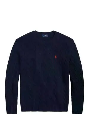 Ralph Lauren Cable Knit Embroidered Logo Sweater - Blue