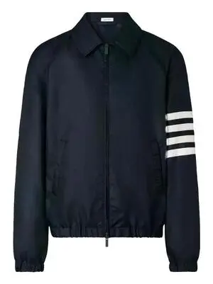 Thom Browne Ripstop Raglan Coach Jacket With 4-bar Detailing - Blue