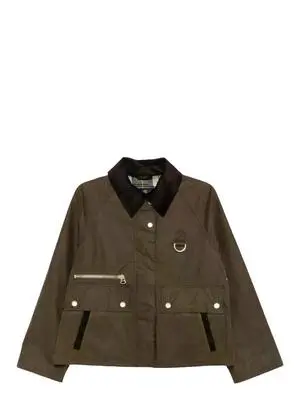 Barbour Waxed Cotton Corduroy Collar Coat Green