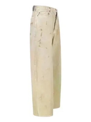 Balenciaga Distressed Paint-splatter Wide-leg Jeans - Neutrals